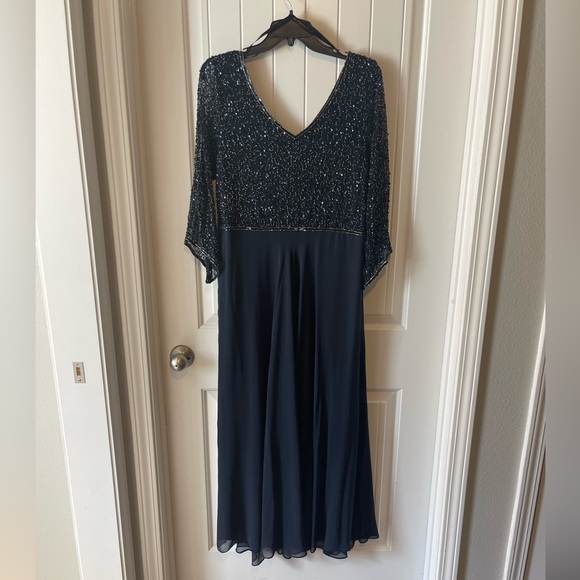 J Kara | Dresses | Jkara Sequins Evening Maxi Gown Navy Size 2 | Poshmark